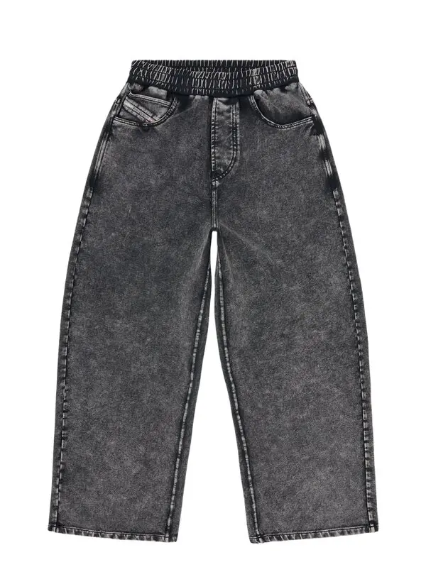 DIESEL® Wide-leg Denim Effect Sweatpants - Dark Gray
