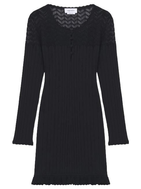 Alexander McQueen Pointelle Knit Mini Dress - Black