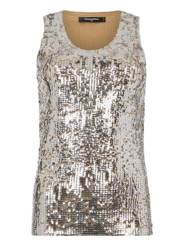 Dsquared2 Sleeveless Sequined Tank Top - Silver