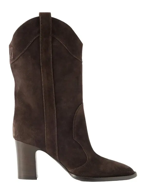 Paris Texas Suede Knee-high Block Heel Boots - No