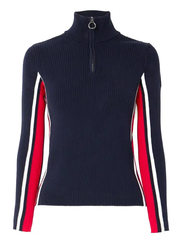 Fusalp Striped Ribbed-knit Half-zip Sweater - No