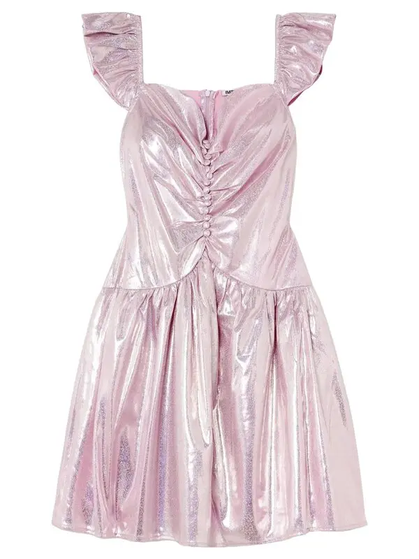 Batsheva Ruched Lamé Mini Dress - No