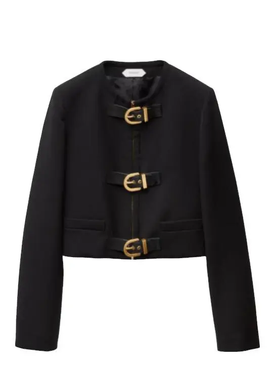 Versace Long-sleeved Cropped Jacket - Black