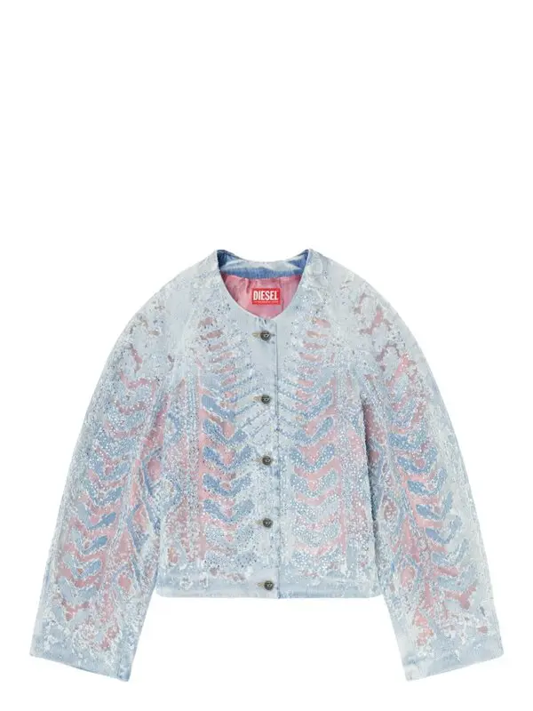 DIESEL® Microstone Devoré Denim Jacket - Blue