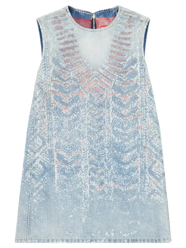 DIESEL® Microstone Devoré Denim Mini Dress - No