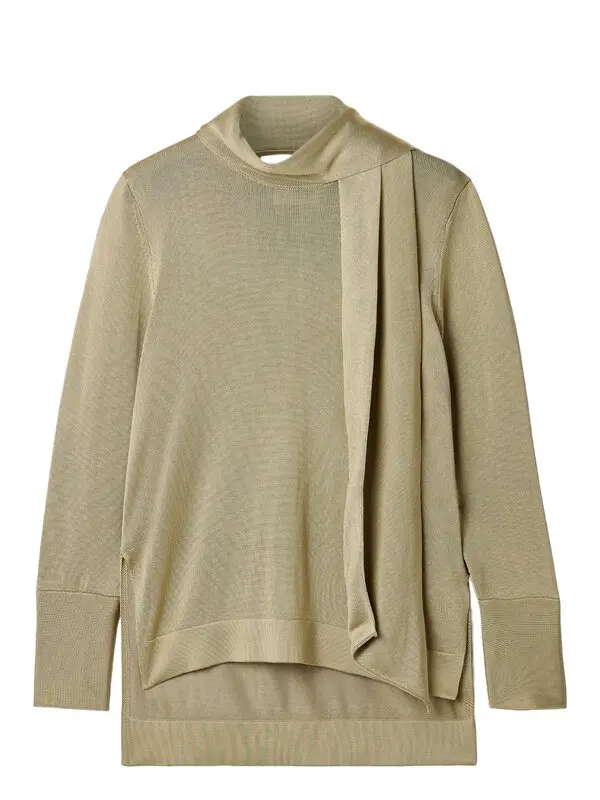 Galvan Metallic Jersey Scarf Detail Top - No