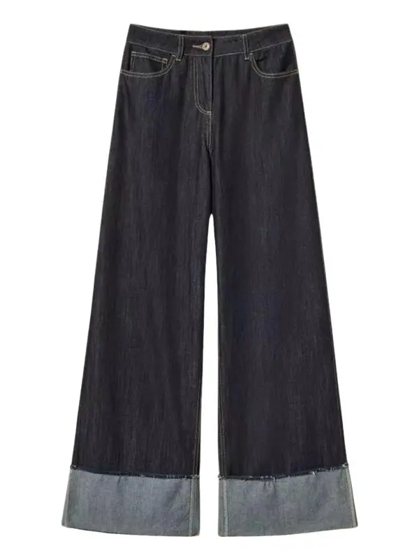 TWINSET Flared Jeans With Folded Hem - Blue