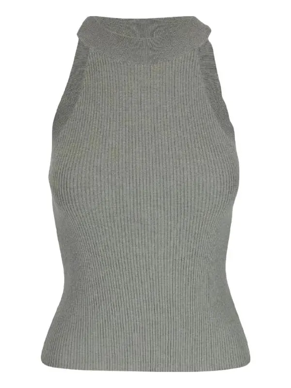 Brunello Cucinelli Ribbed Knit Sleeveless Top - Gray