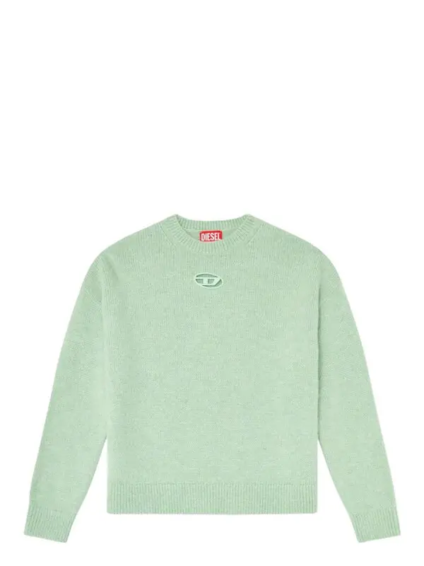 DIESEL® Wool And Alpaca Blend Jumper With Cut-out Logo Detail - Aqua