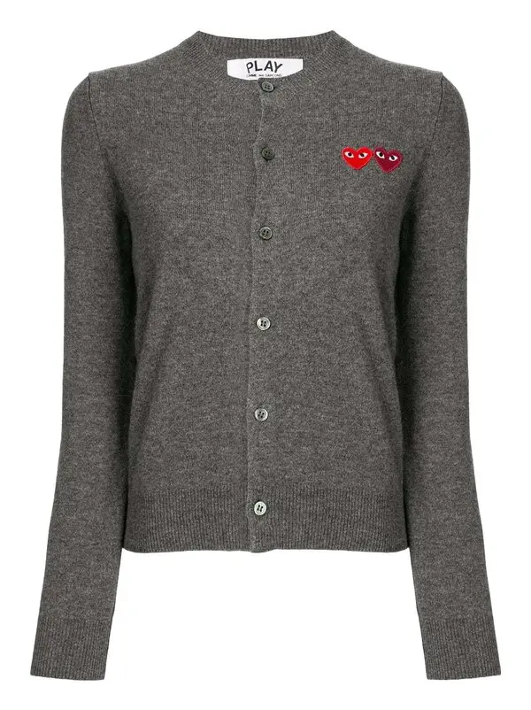 Play Comme Des Garcon Embroidered Heart Decal Cardigan - Black