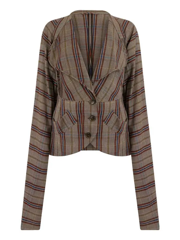 VIVIENNE WESTWOOD Cropped Checkered Blazer - Brown