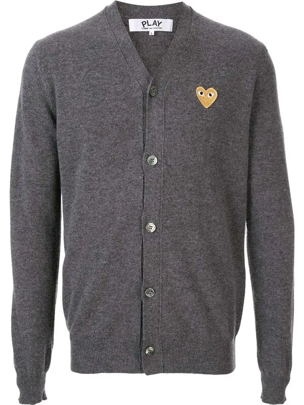 Play Comme Des Garcon Embroidered Logo Cardigan - Black