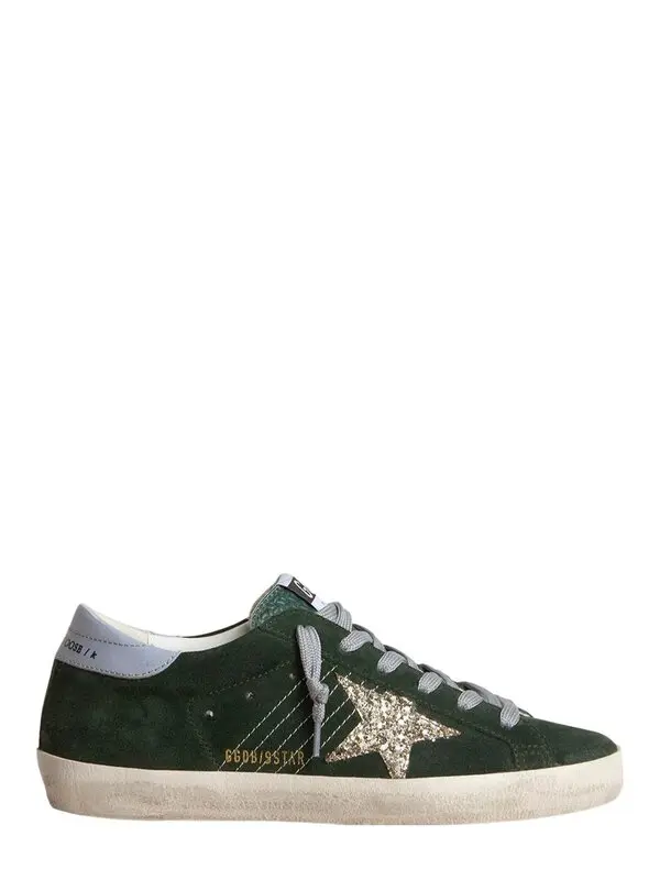 GOLDEN GOOSE Super-star Suede Sneakers With Glitter Star - Green