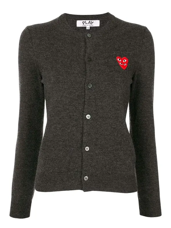 Play Comme Des Garcon Logo Embellished Cardigan - Black