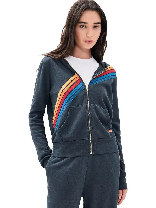 Aviator Nation Disco Zip Hoodie - Charcoal