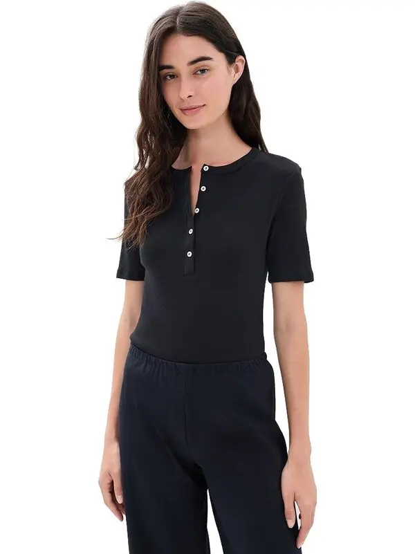 LESET Nando Henley Tee - Black