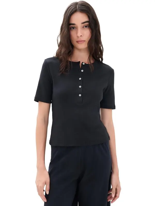 LESET Nando Henley Tee - Black