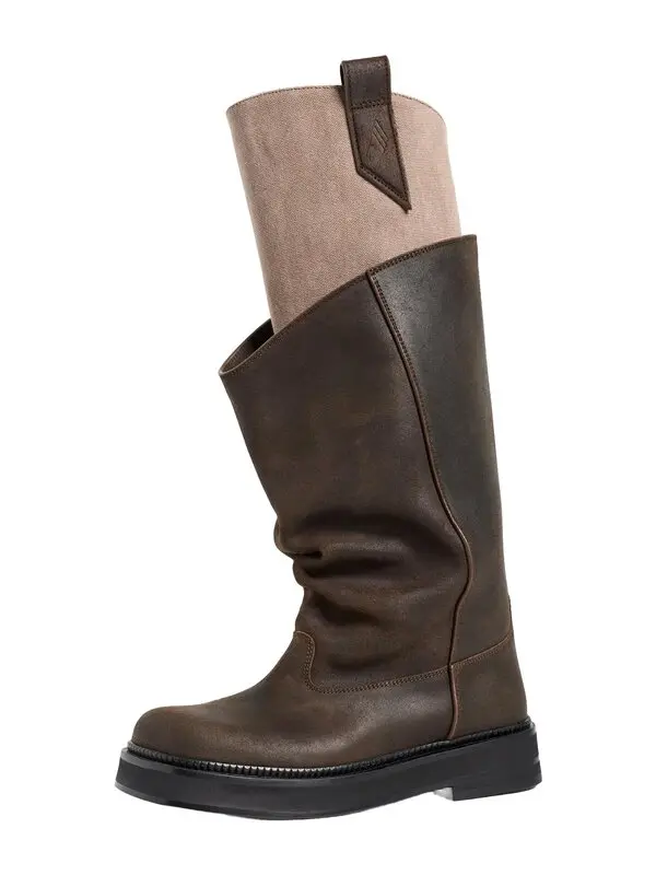 Attico Robin Passeggiata Leather Combat Boots - Taupe