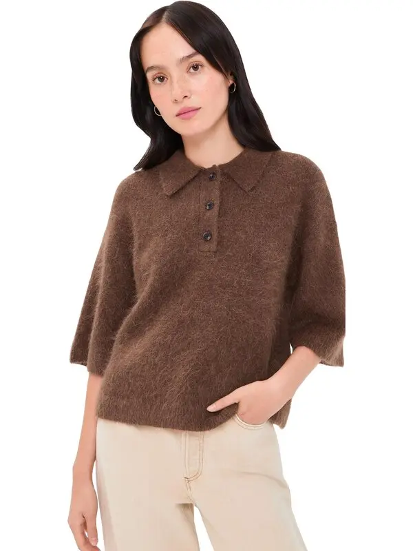 PISTOLA Nadya Alpaca Blend Boxy Polo Sweater - Roche