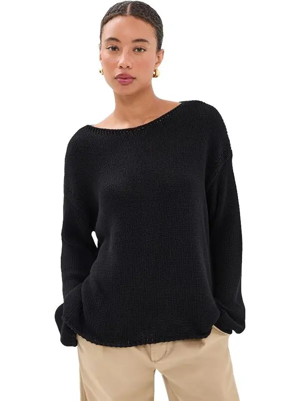 Another Tomorrow Draped Knit Sweater - Black