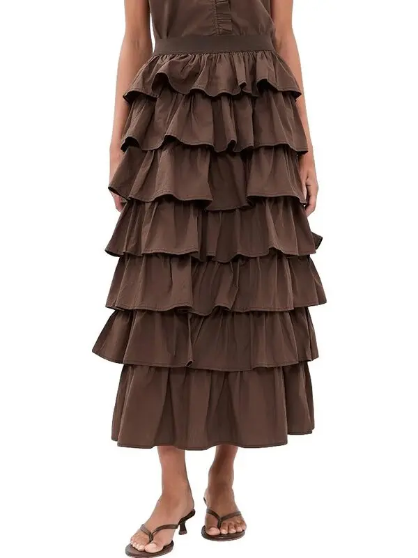 VRG GRL Thalia Midi Skirt - Chocolate