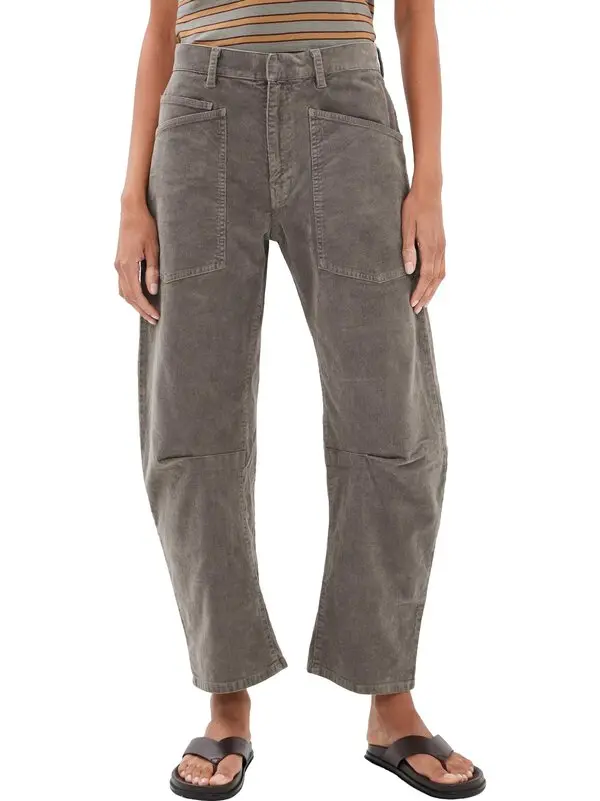 NILI LOTAN Shon Barrel Pants In Corduroy - Sage Grey