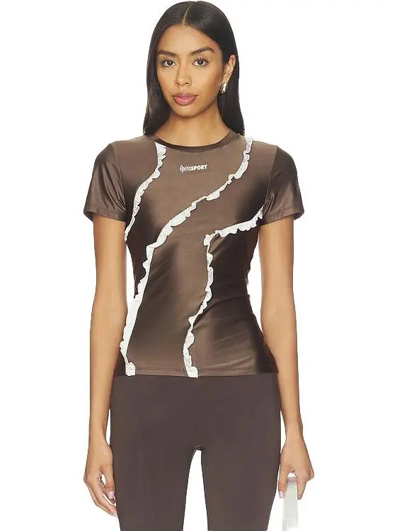 OPERASPORT Coleen Top With Ruffle Trim - Brown