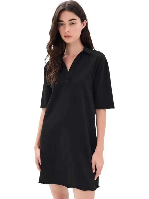 Frank & Eileen Emma Mini Henley Dress - Black