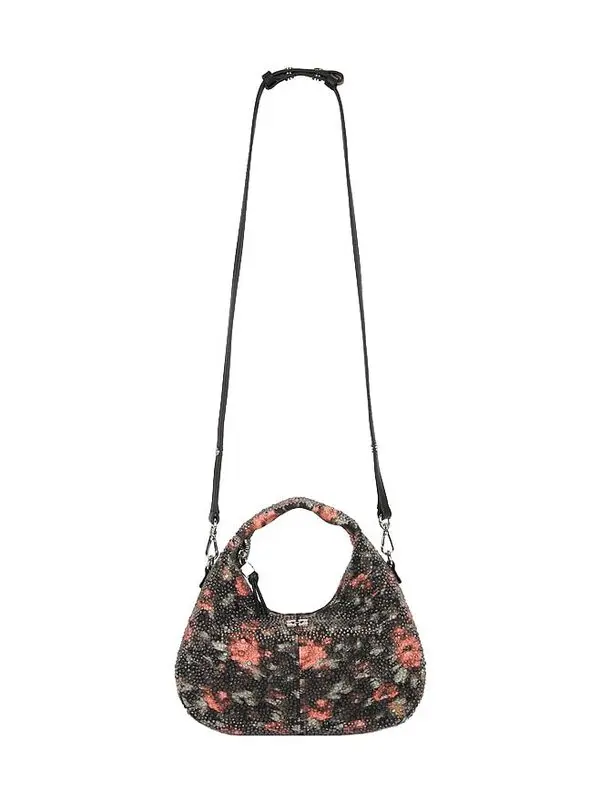 GANNI Hobo Mini Flowers Bag - Black