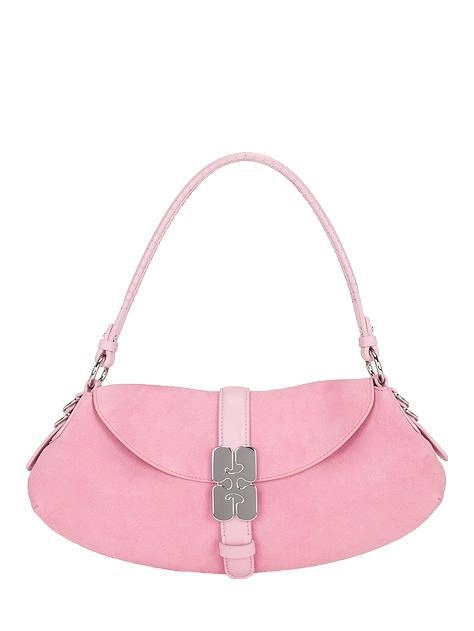 GANNI B-kat Suede Bag In Pink - Pink Nectar