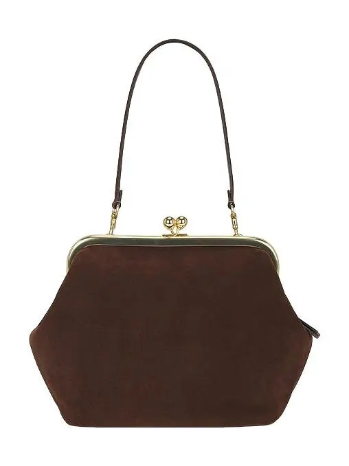 COACH Suede Kisslock Frame Bag 27 In Chocolate - Dark Chocolate