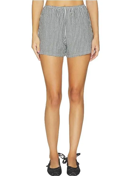 Donni. X Cotton Gingham Stripe Tap Shorts - Jet