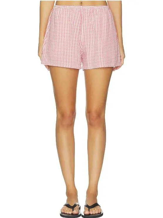 Donni. X Cotton Gingham Tap Short - Rhubarb