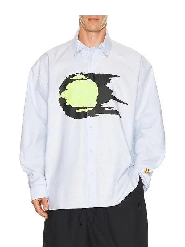 Nike Club Rules Oxford Long Sleeve Shirt In Blue - Hydrogen Blue