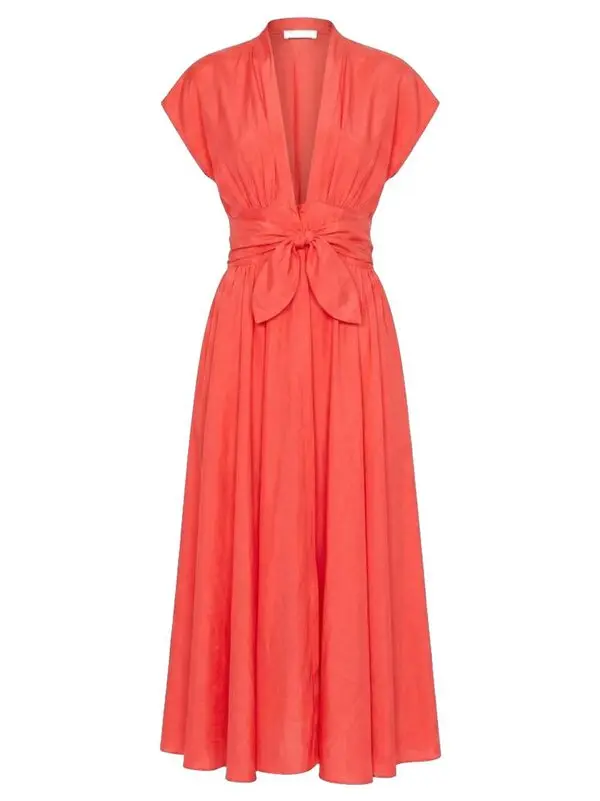 Alaïa Linen Blend Maxi Dress - Red