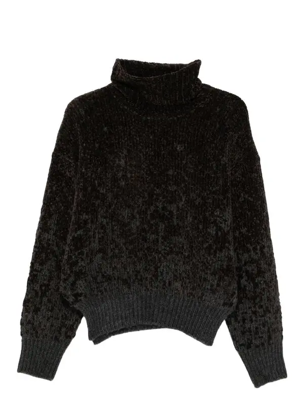 ALYSI Chenille Turtle-neck Sweater - Brown