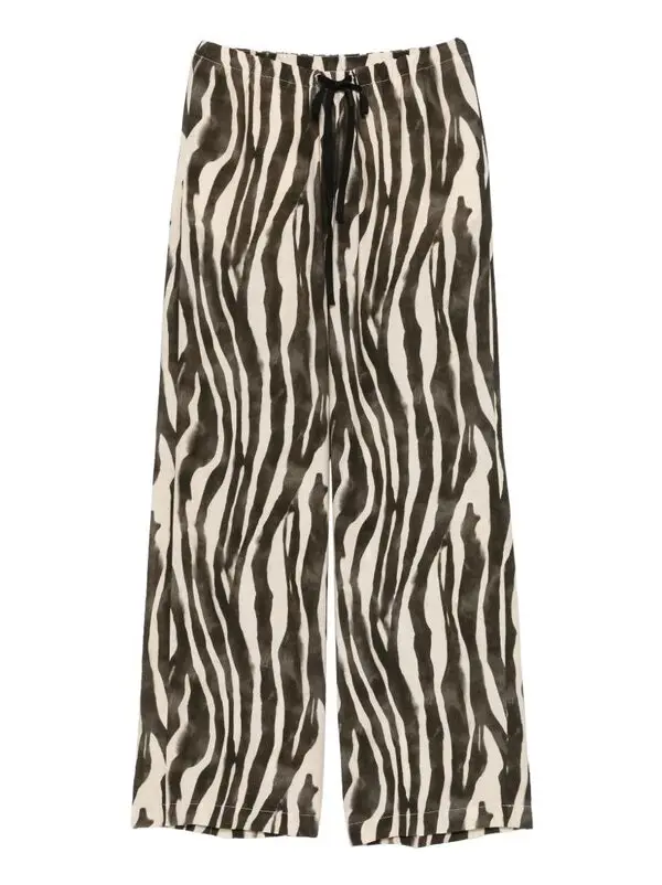 ALYSI Zebra Print Trousers - Black