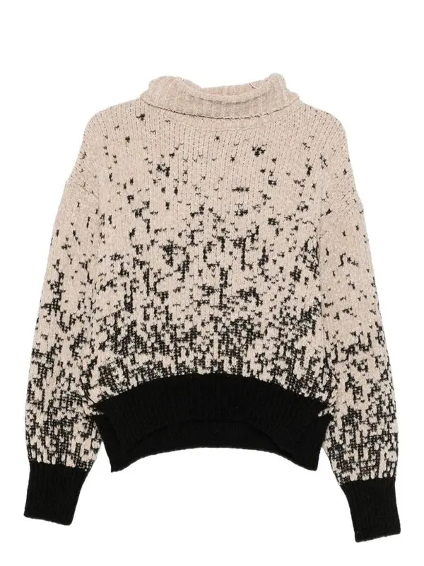 ALYSI Chenille Turtle-neck Sweater - Beige