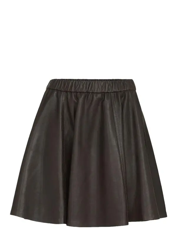 Brunello Cucinelli Leather Mini Skirt - Brown