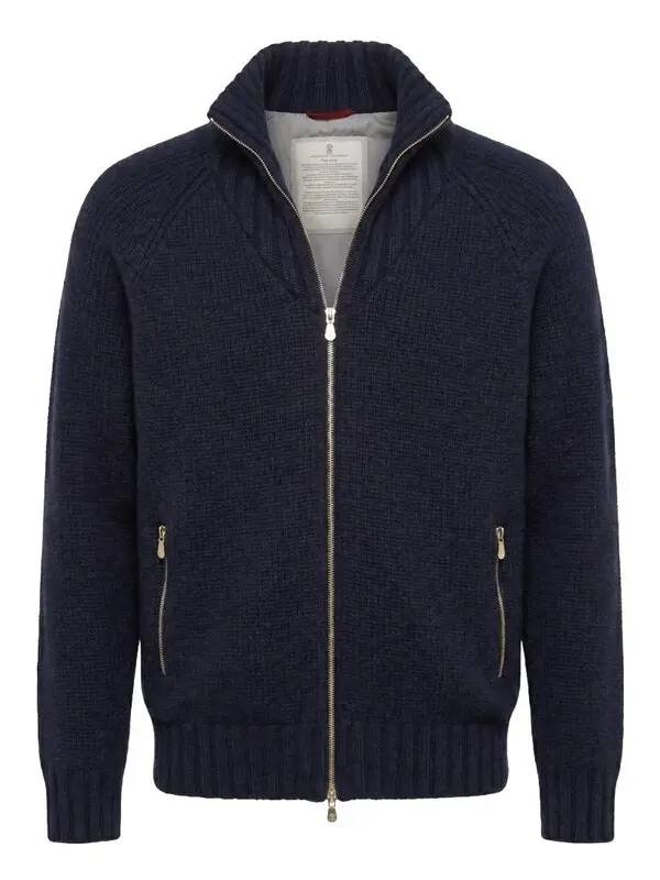 Brunello Cucinelli Cashmere Padded Blouson Jacket - Blue