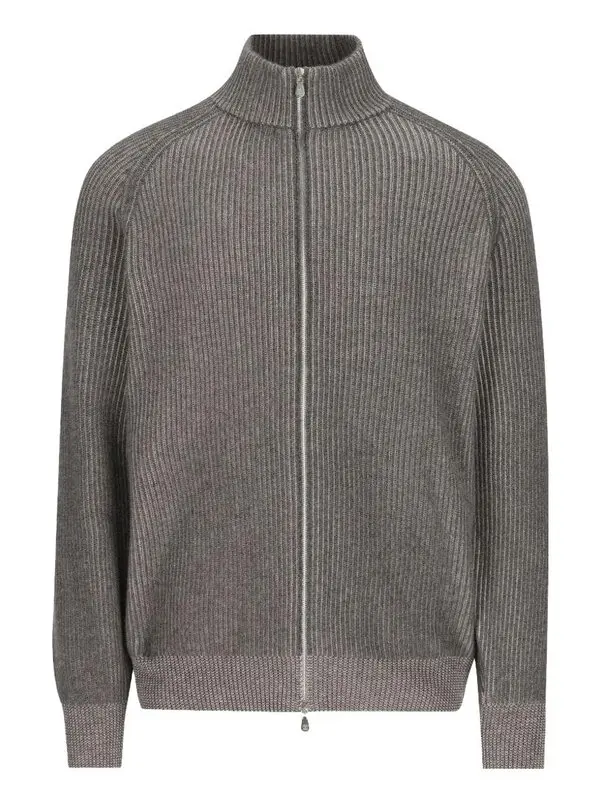Brunello Cucinelli Ribbed Knit Zip-up Cardigan - Green