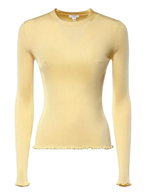 Alaïa Ribbed Silk Top - Yellow