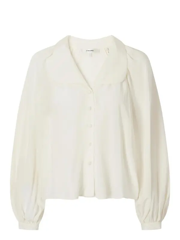 FRAME Gala Silk-crepe De Chine Blouse - Neutrals
