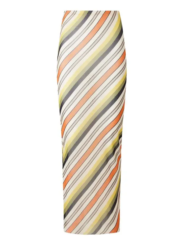 JEAN PAUL GAULTIER Retro Stripe Print Maxi Skirt - Yellow