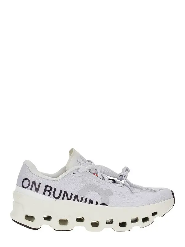 On Cloudmonster Technical Mesh Sneakers With Logo Print - Grey