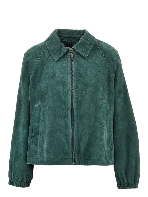 Max Mara Suede Leather Jacket - Green
