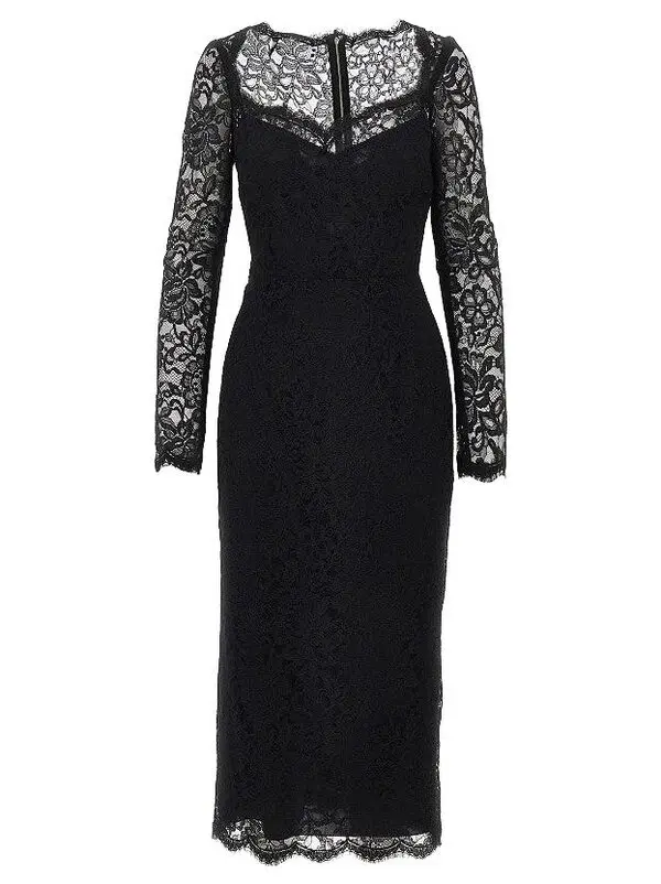 Dolce & Gabbana Cordonetto Lace Midi Dress - Black