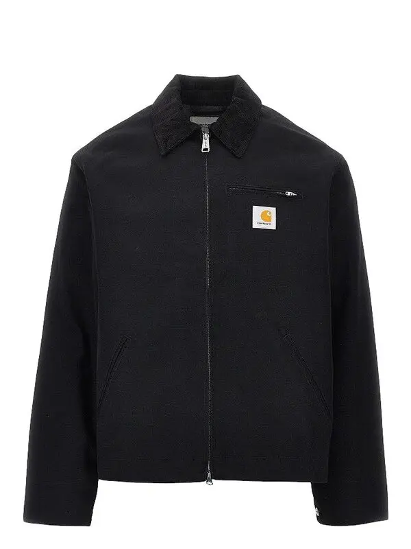 Carhartt Work In Progress Detroit Canvas Jacket With Corduroy Collar - Black