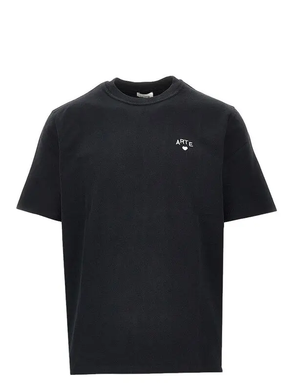 ARTE Cotton Jerey T-hirt With Embroidery - Black