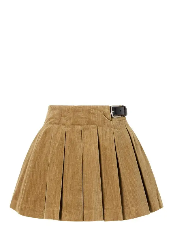 Sea Garrett Pleated Stretch-cotton Corduroy Mini Skirt - Brown